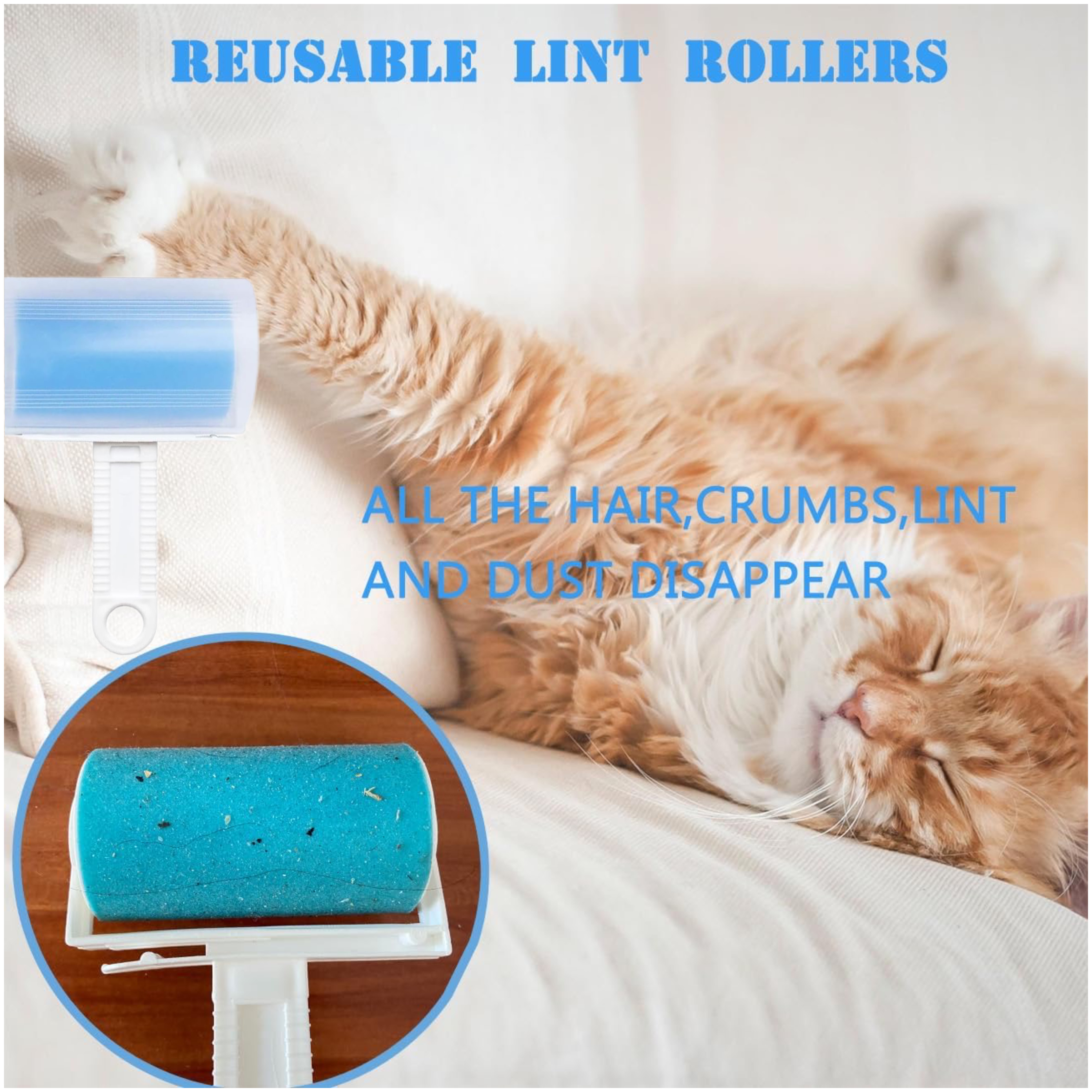 Washable Roller Cleaner Lint Sticky Picker Pet Hair Fluff Remover Brush ...