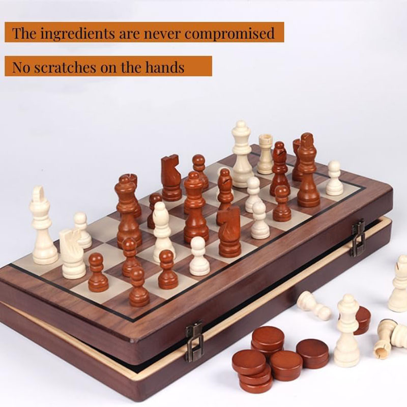Luxury Magnetic Chess Set Traditional Wooden Folding Puzzle Chess board ...