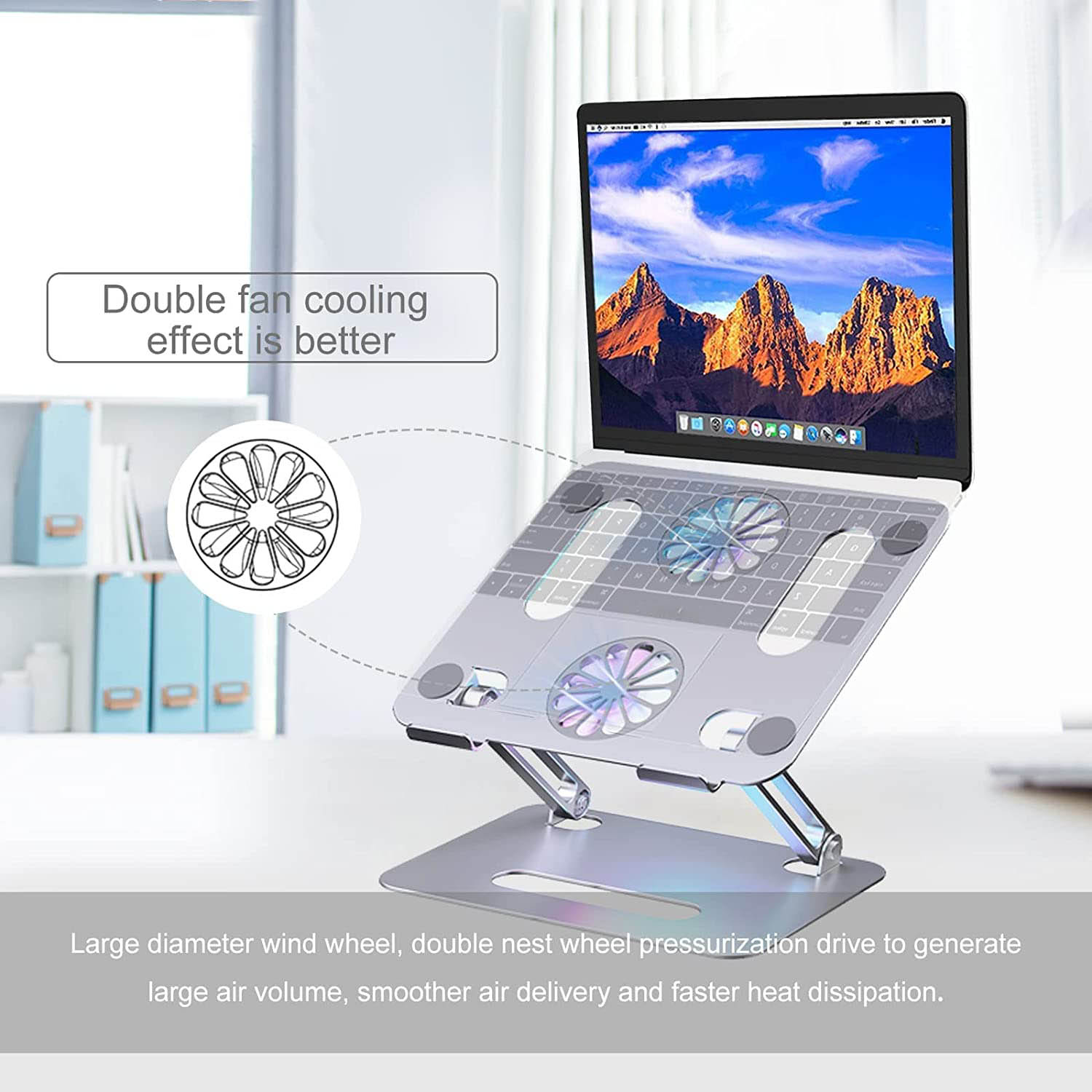 Meewoo Laptop Stand With Fan 360° Rotating Adjustable Foldable ...