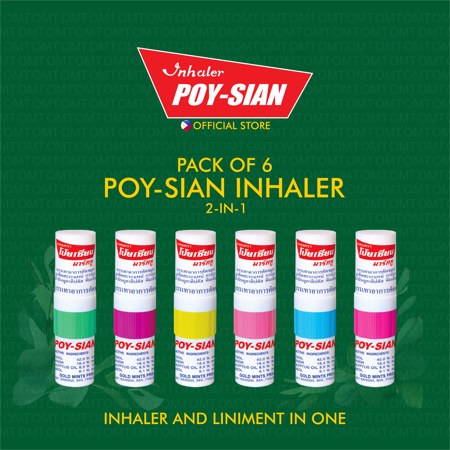 Poy Sian Inhaler and Liniment 2-in-1 (Pack of 6) | Shopee Philippines