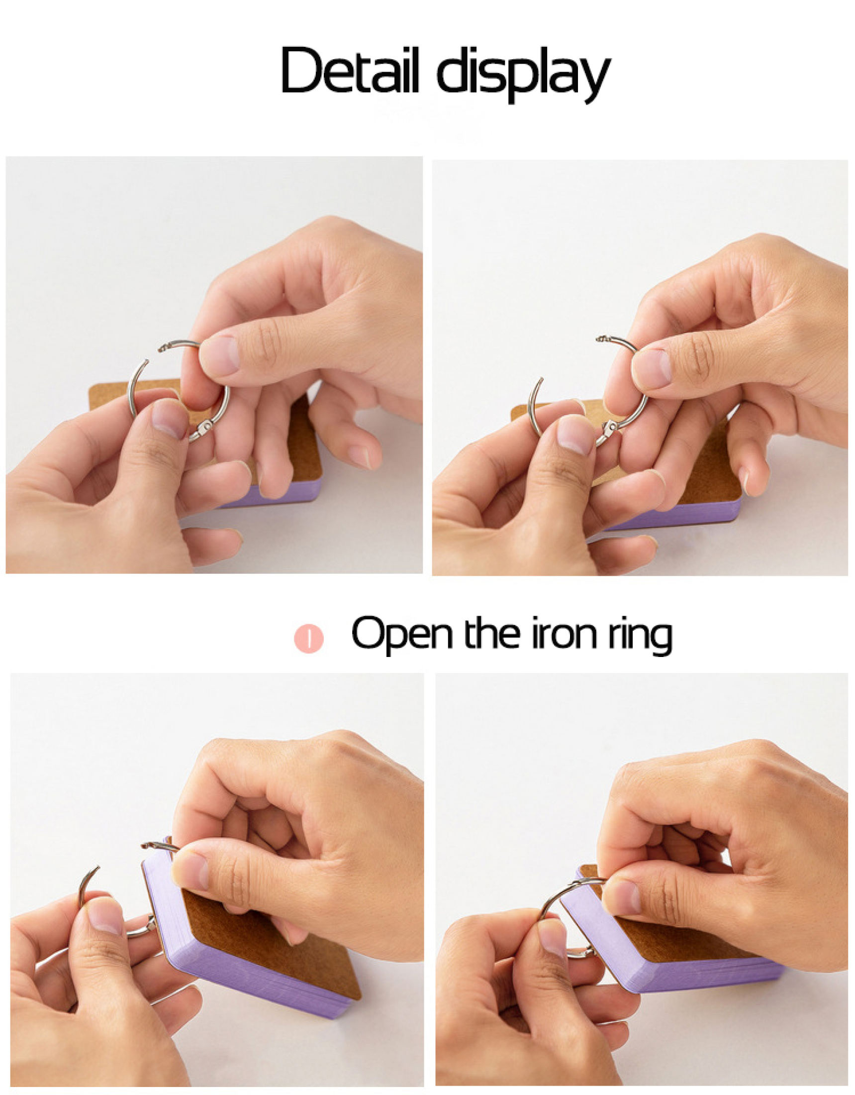 Iron Ring Handwritten Memo Hard Blank English Word Card Loose-leaf Memo ...