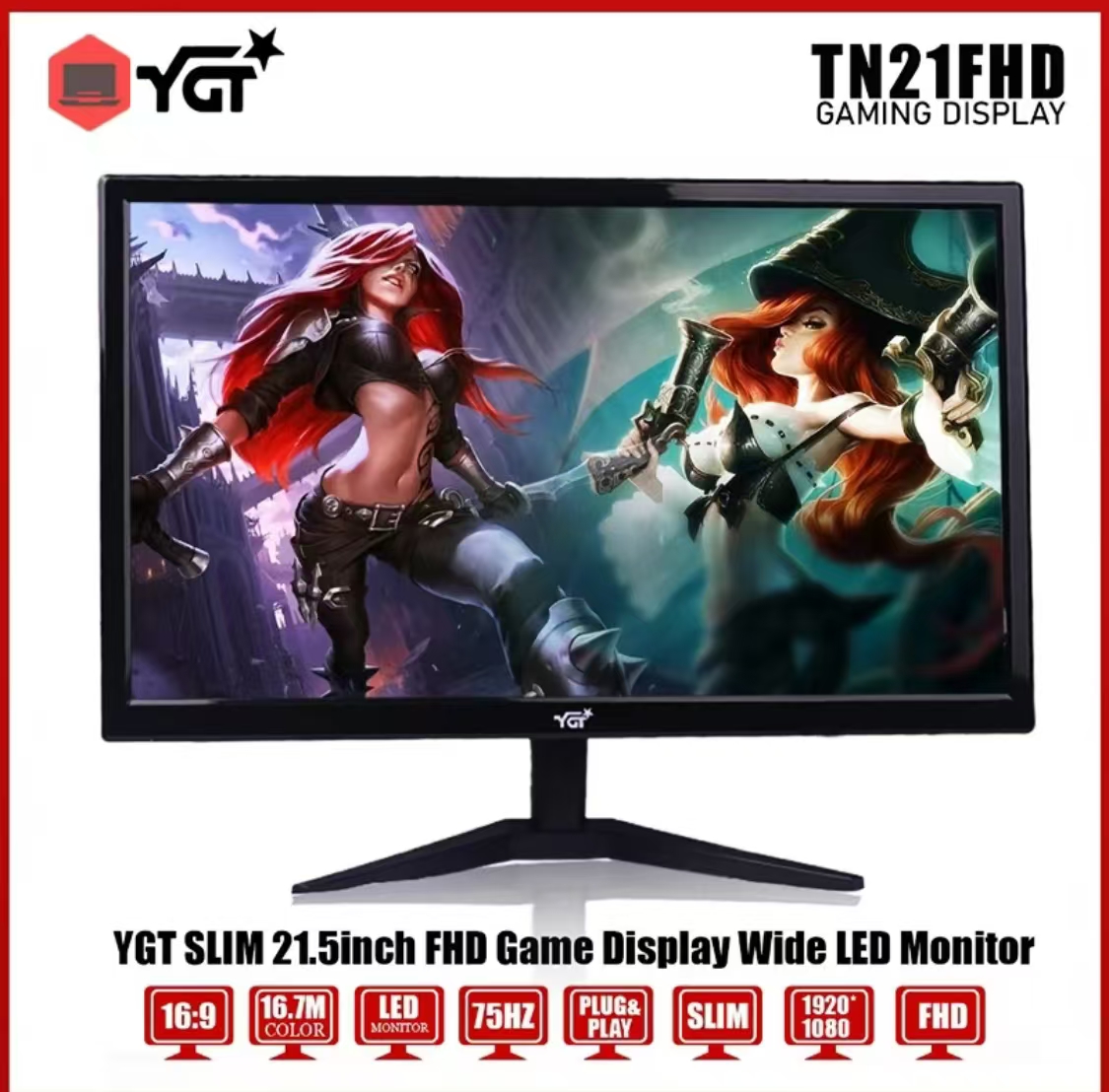 YGT SLIM TN19"HD,TN20"HD,TN21"FHD,TN23.8"FHD,TN24"FHD,TN27"FHD,Game ...