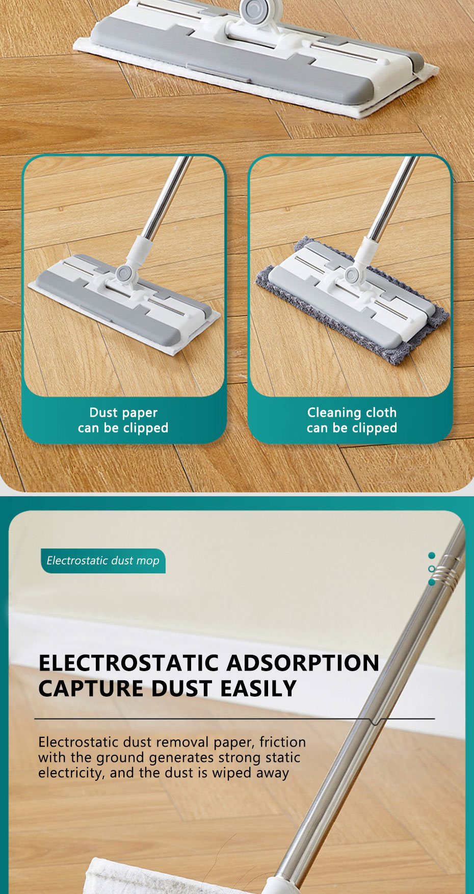 Electrostatic Dust Removal Mop Disposable Flat Mop Wet Tissue Wipes ...