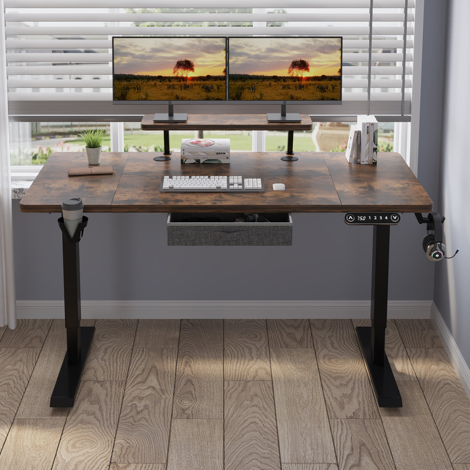 Mxtark 1.4M Electric Standing Desk Table Adjustable Height Memory ...