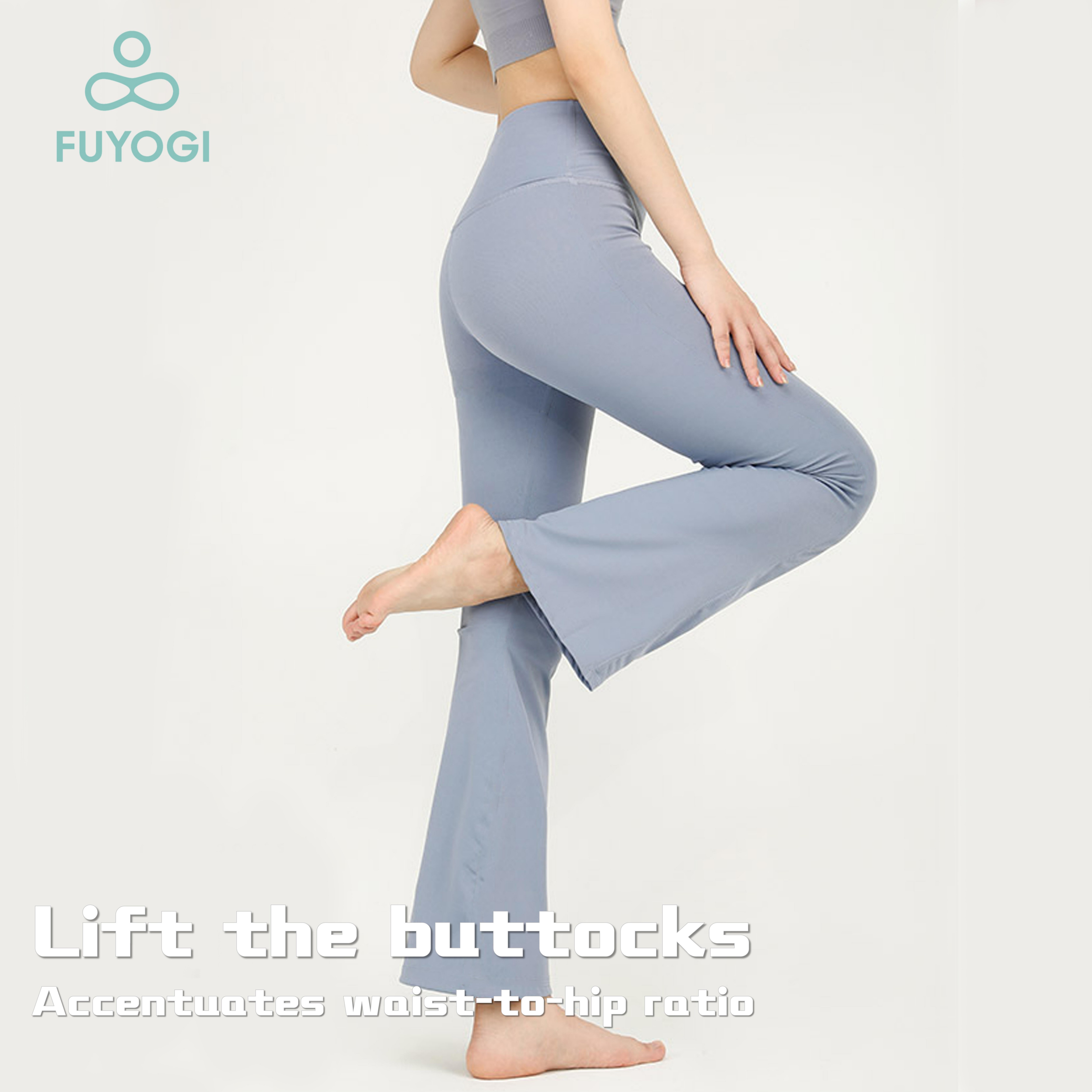 FUYOGI Flare Leg Yoga Pants Quick Dry Water-Resistant High Waist Hip ...