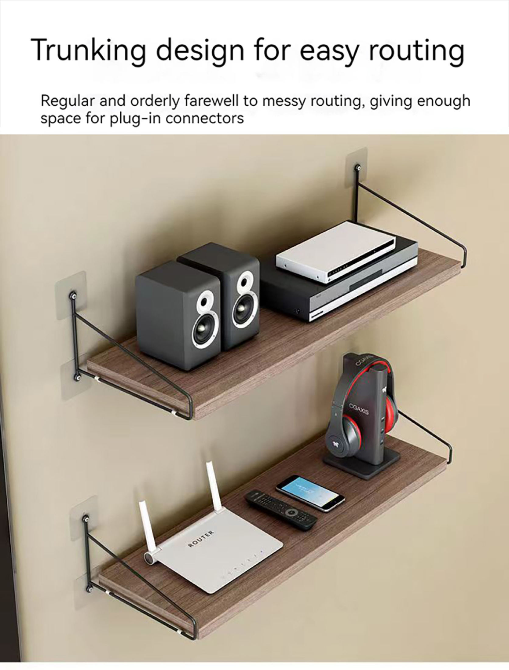 Wall Organizer Hanging Rack No Punching Router Rack TV set-top Box ...