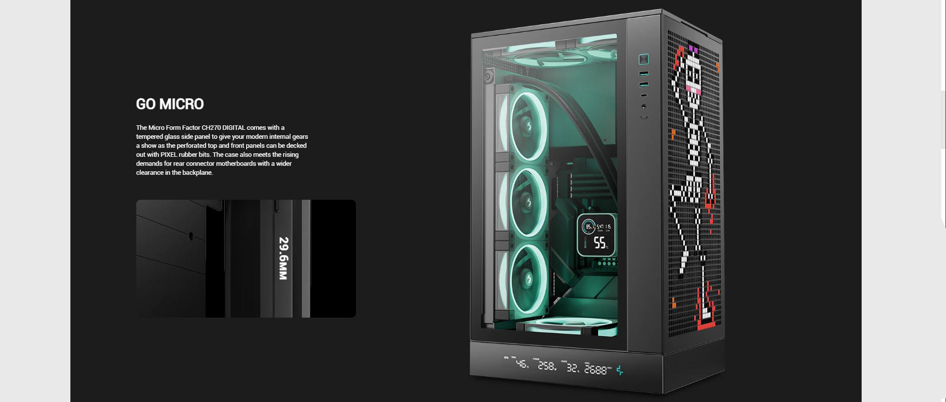 Deepcool Computer PC Case CH270 Digital Mini-Tower up to M-ATX Tempered Glass (Black | White ...