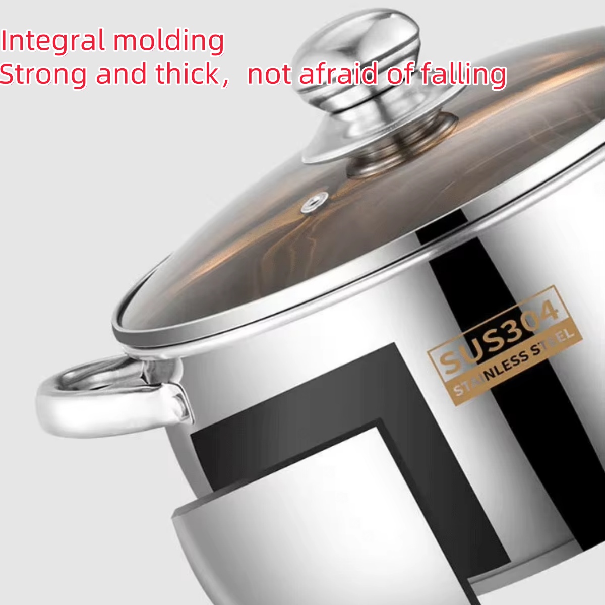 Stew Pots Stainless Steel casserole Double handle & bottom arc pot ...