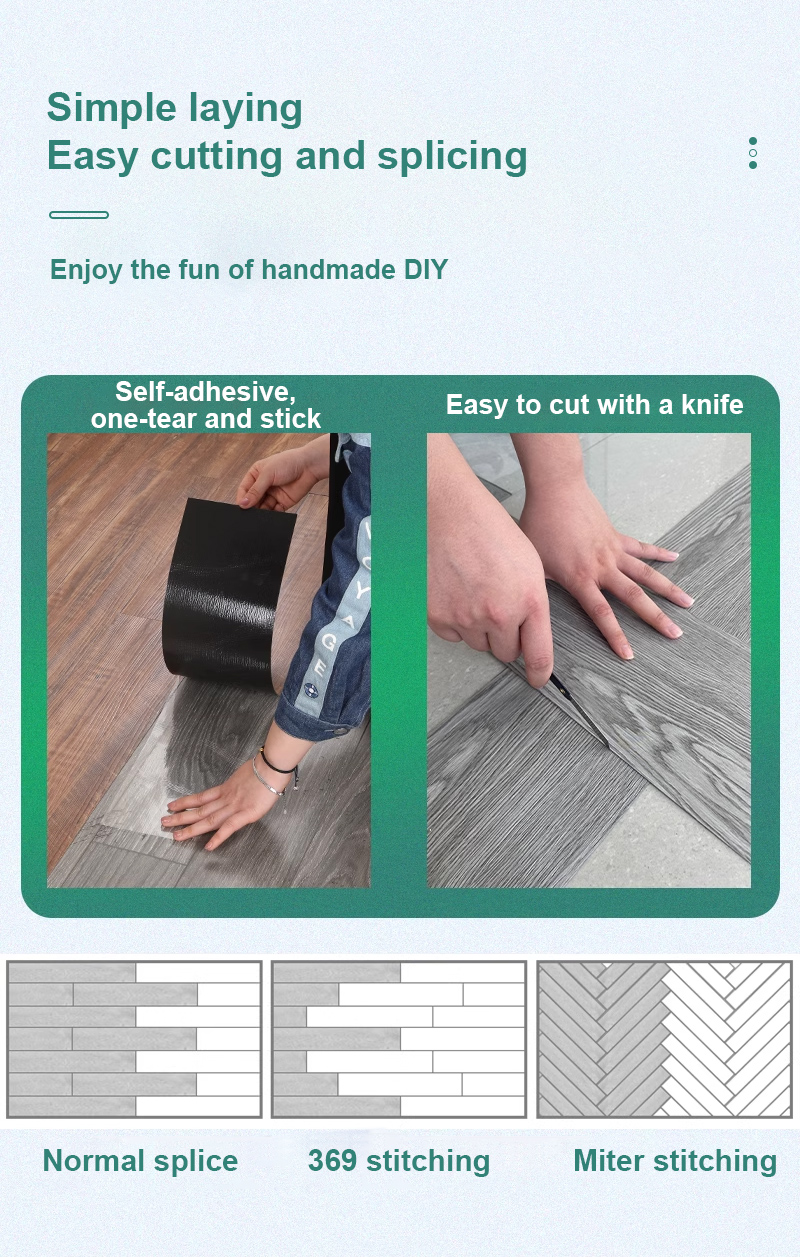 3D Waterproof Vinyl floor sticker 91cm x15cm Wood Grain Flooring PVC ...