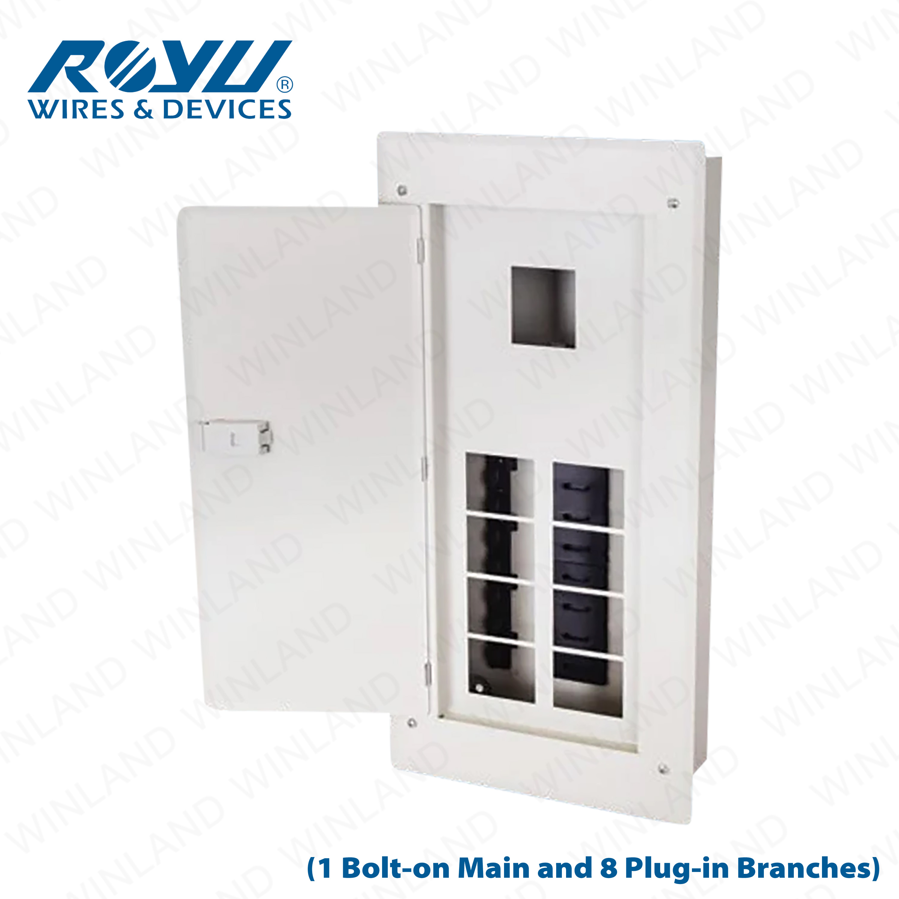Royu by Winland Panel Box Flush-Mounted Type (1 Bolt-on Main and 8 Plug ...
