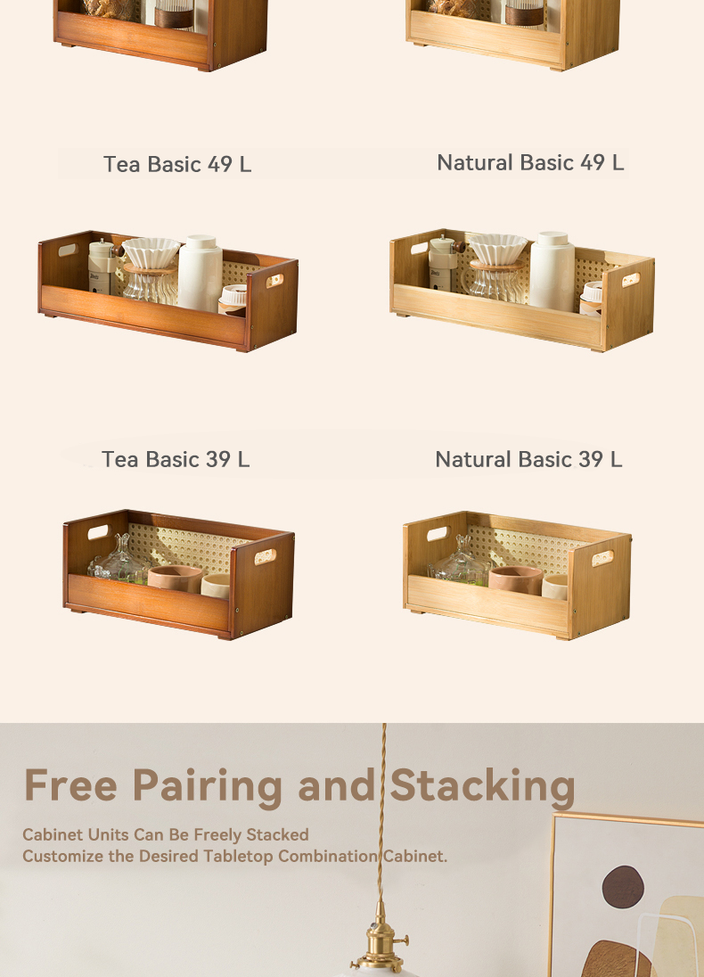 Desktop storage box stackable storage cabinet bamboo storage cabinet ...