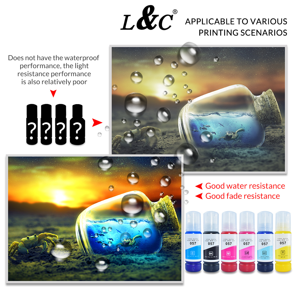 L&C 057 Dye Ink For Epson L8050 L18050 L 8050 L 18050 Printer For Epson ...