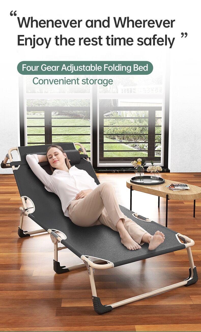 Folding bed Outdoor adjustable folding bed Office nap bed Easy to carry ...
