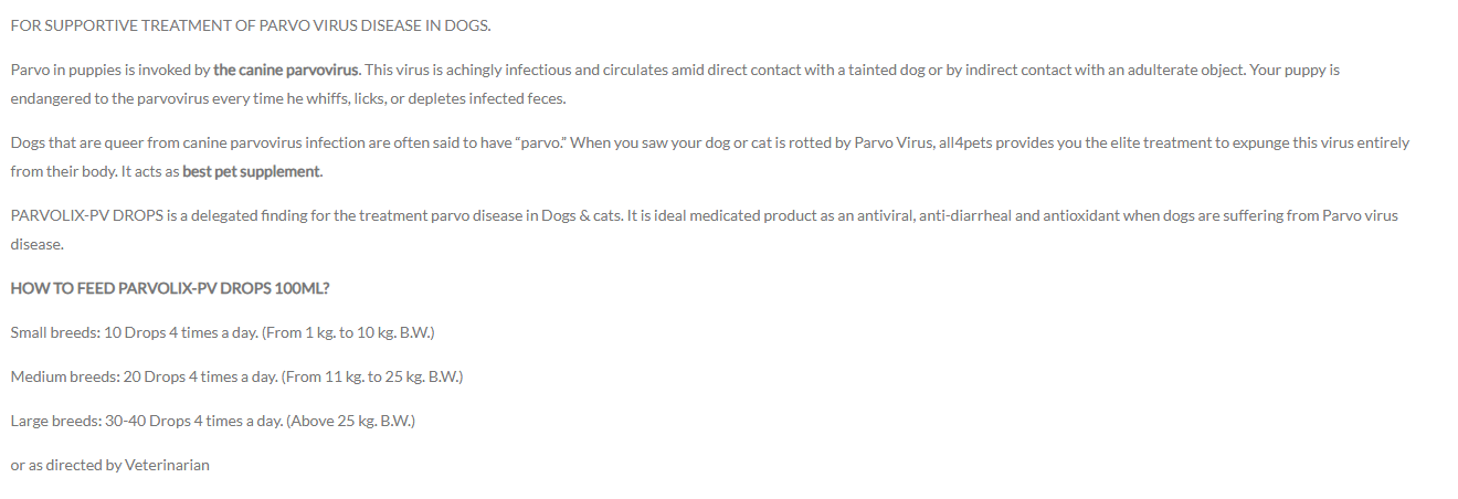 Parvolix-Pv Drops for Treatment Support of Parvo -Virus In Dogs ...