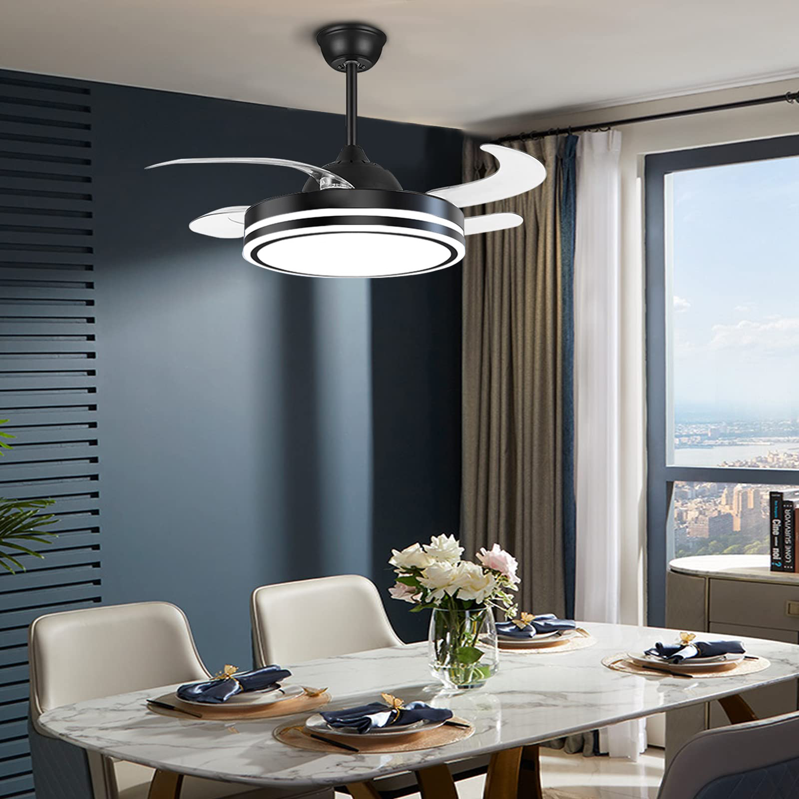 CHNT Ceiling Fan With LED Light 2 In 1 Home Dining Room Dormitory ...