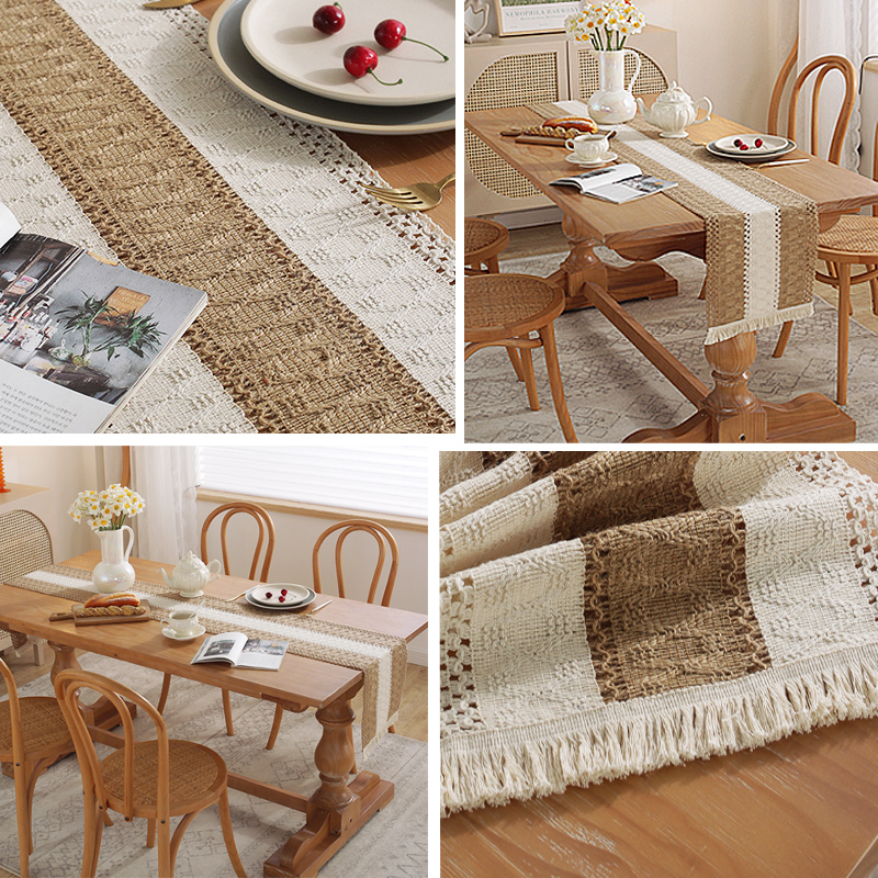 Table Runner Cotton Linen Vintage Style Table Cloth Minimalist Home ...