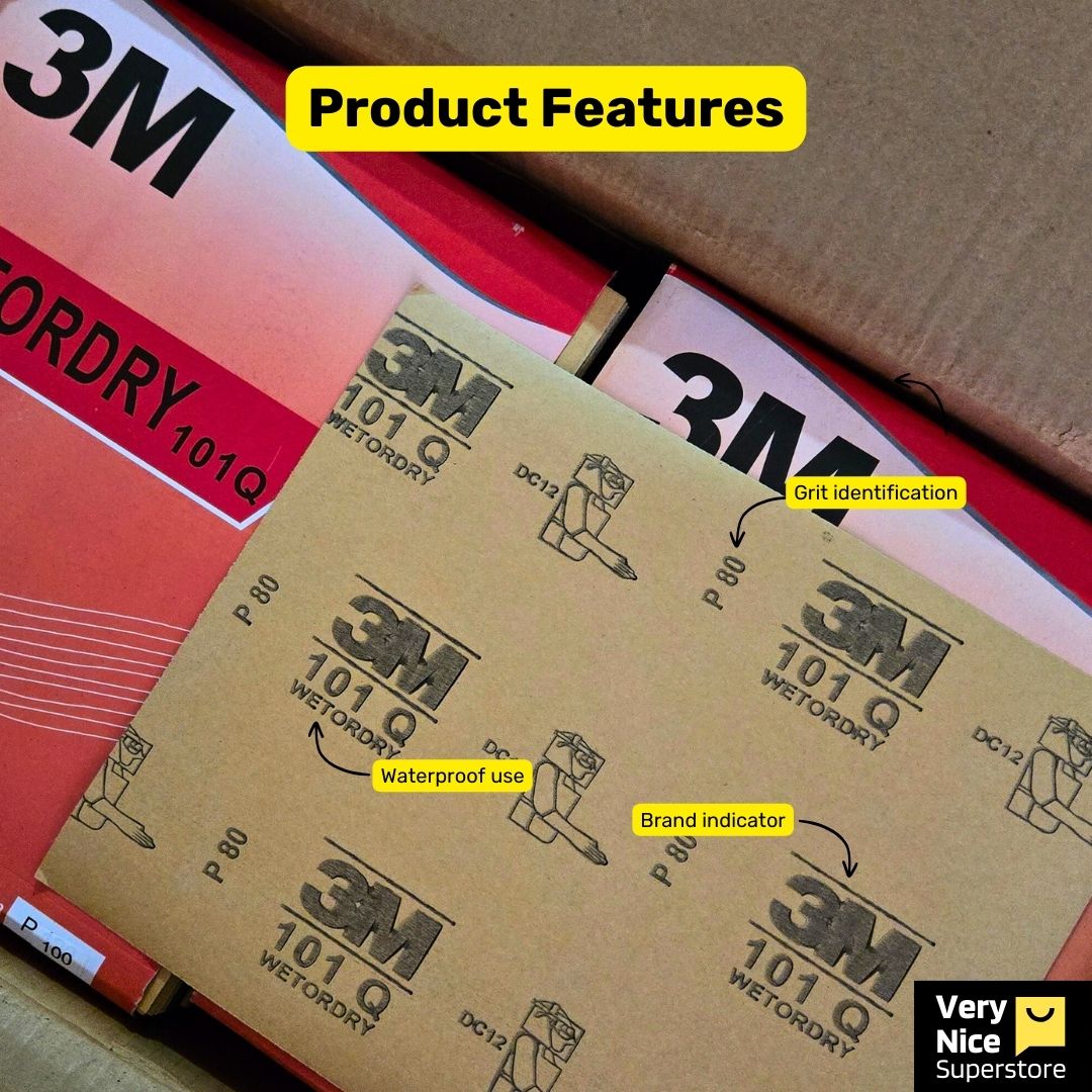 (100PCS) AUTHENTIC 3M Sandpaper Waterproof Grit 80-2000 Liha | Shopee ...