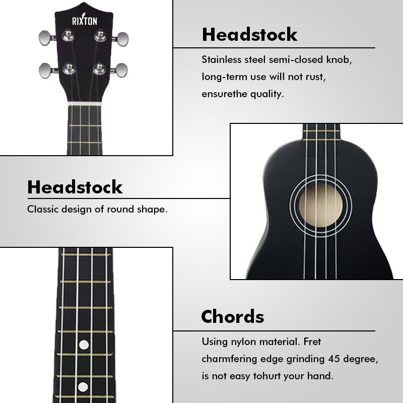 RIXTON Ukulele 4 Strings Soprano Spruce Basswood Guitar Set Complete ...
