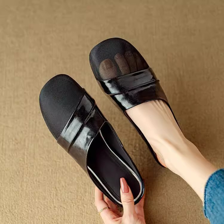 COD Silver Mesh Toe Doll Flat Non-Slip Rubber Sole Women's Flat Slip-On ...