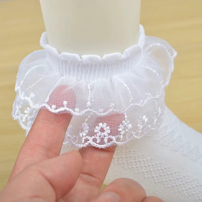 2Pairs 1-9y Princess Dance Socks Lace Socks For Kids Girls Short Mesh ...