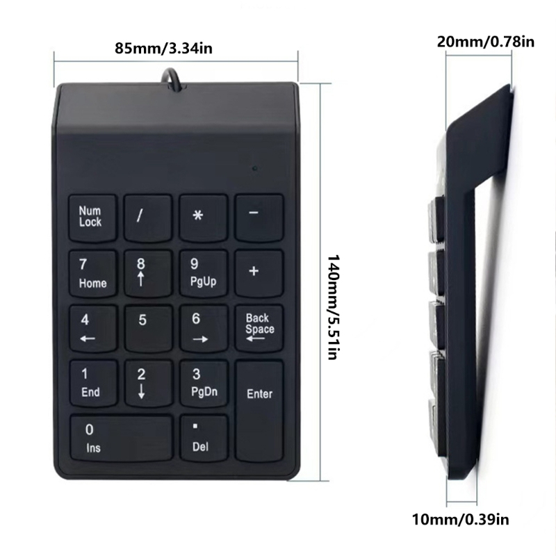 USB Wire Numeric Keypad 18 Keys Small-Size Digital Keyboard | Shopee ...