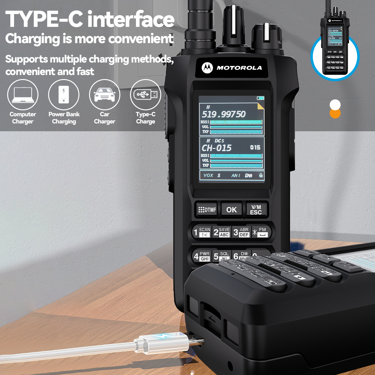 MOTOROLA R8 Walkie Talkie Wireless Copy Frequency 20W Long Range 20KM ...