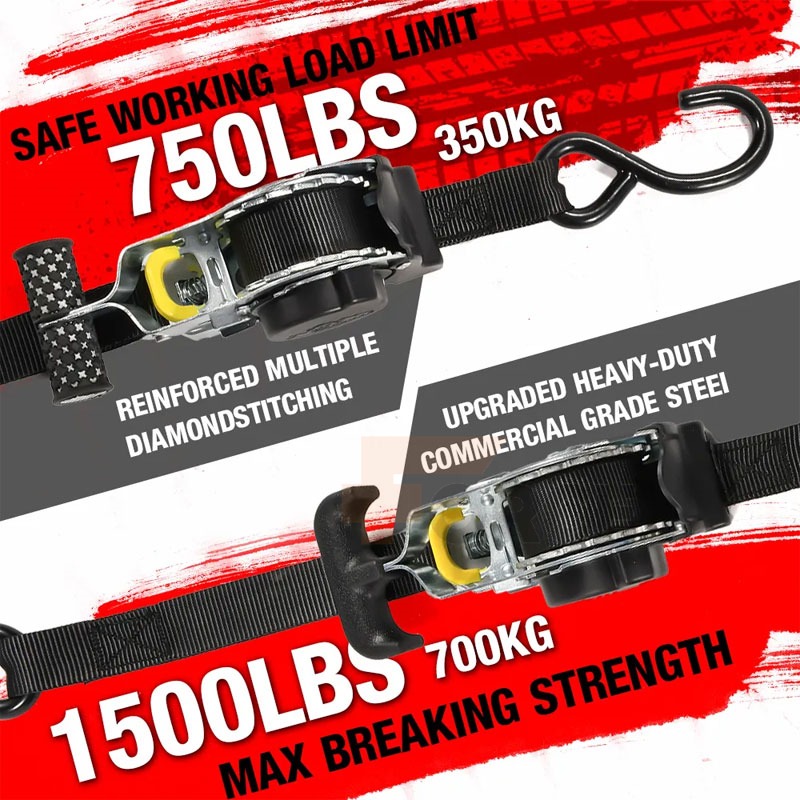 Ratchet Strap Tie Down Straps Automatic Retractable Tensioner Heavy ...