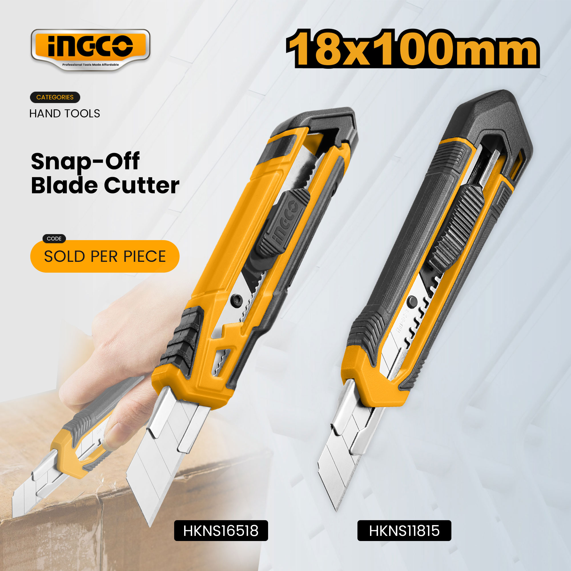 Ingco 18mmx100mm Retractable Cutter w/ SK5 Blade Heavy Duty Snap-Off ...
