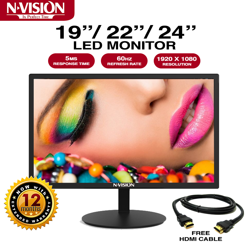 NVISION 19"/20"/24" LED Wide Monitor I 60Hz I 1920 x1080 FULL HD ...