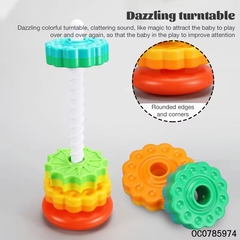 RAINBOW TOWER Baby Color Shape Stacking Shooting Sensory Spinning ...
