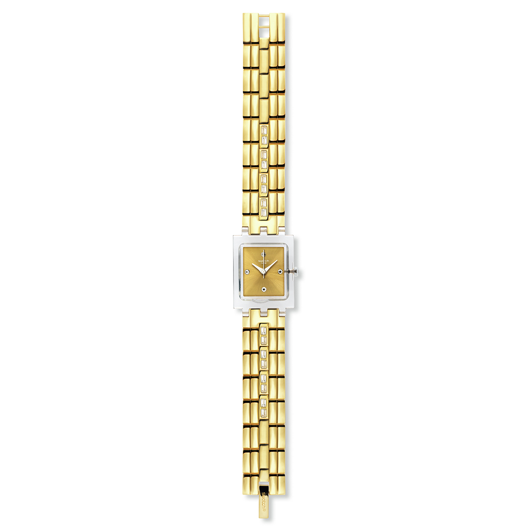 Swatch Lady White Barrette SUBK151G Gold Stainless Steel Strap Watch ...