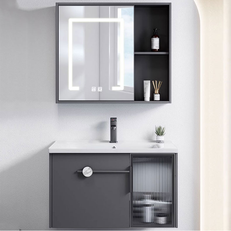 60/80/70CM Aluminum Bathroom Cabinets Set Storage Mirror box with ...
