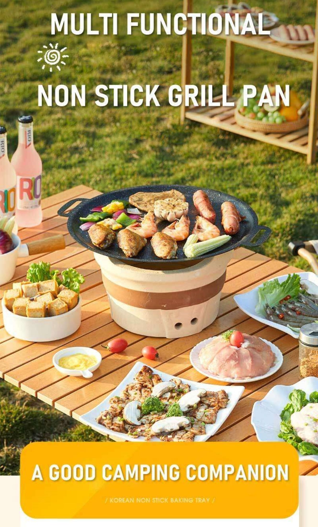 28/34/38cm Grill Pan Non-stick Korean BBQ Grill Pan Barbecue Outdoor ...