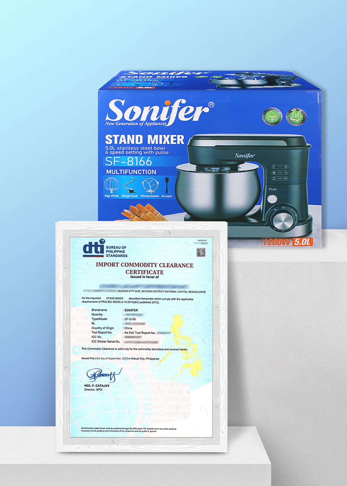 Sonifer Stand Mixer Multi-function Mixer 1200W 5L Food Mixer 304 ...