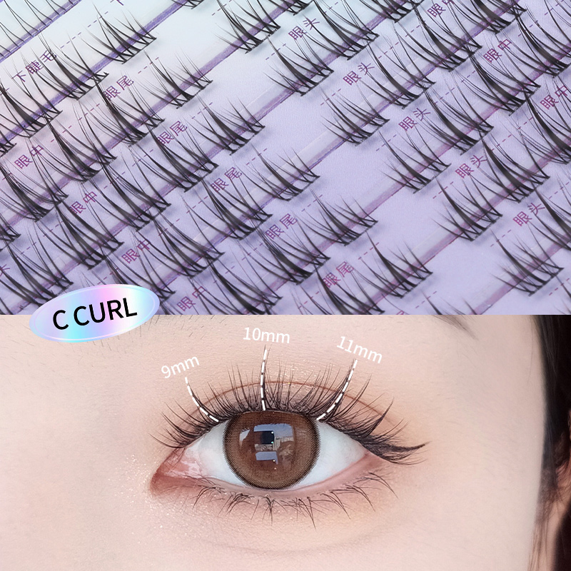 MLEN DIARY False Eyelashes Natural Wispy Cluster Lashes DIY Lash ...