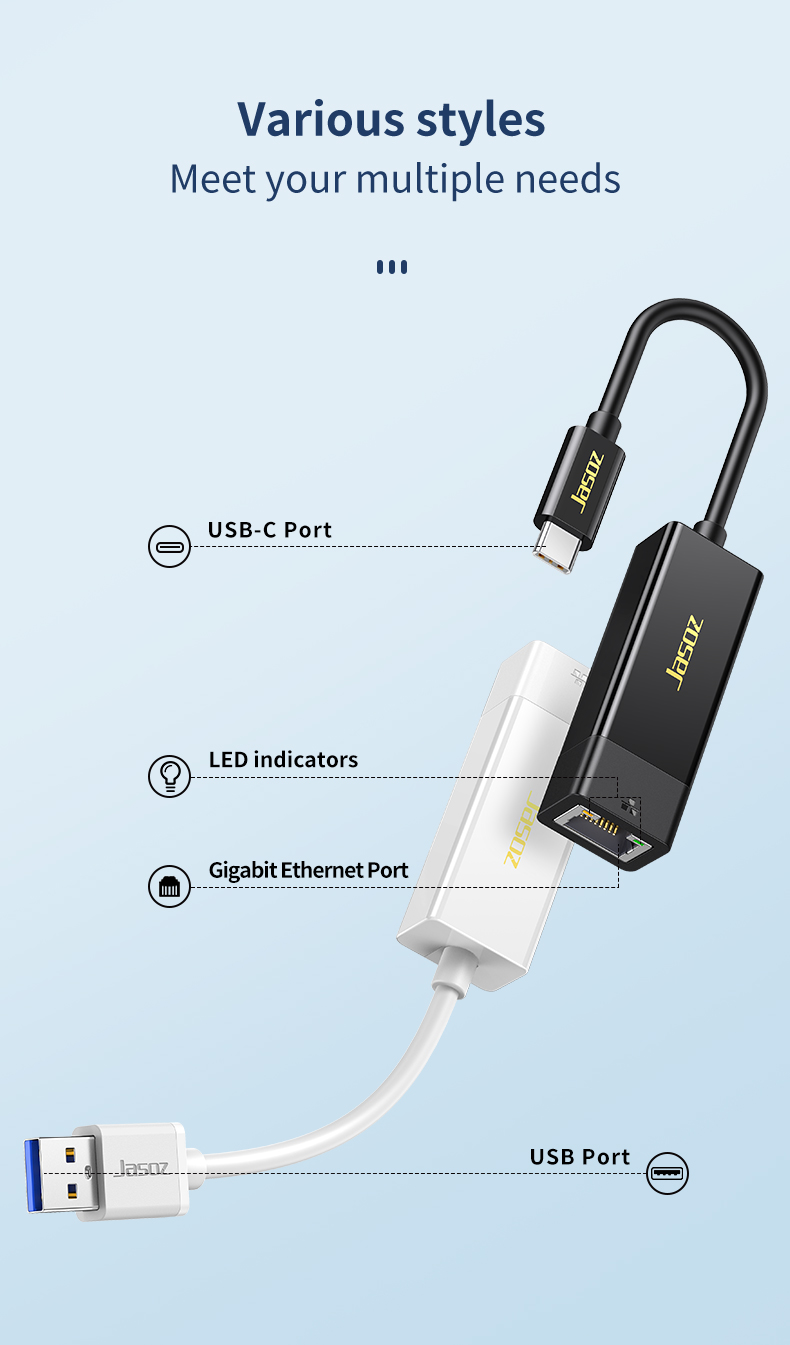 Jasoz USB to Lan Adapter USB 3.0 Network Ethernet 1000Mbps Adapter USB ...