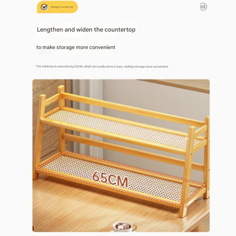 [On Hand]Table Storage Rack Wooden Double-Layer Table Shelf Bedroom ...