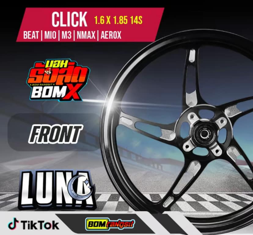 BOM RANGSIT MAGS LUNA Bom X mags CLICK/MIO110/M3 5 SPOKES CNC RIM FOR ...