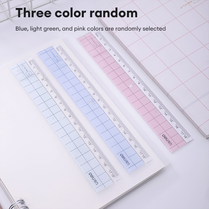 Deli 18cm Clear Plastic Ruler Grid Student Ruler School Stationery ...