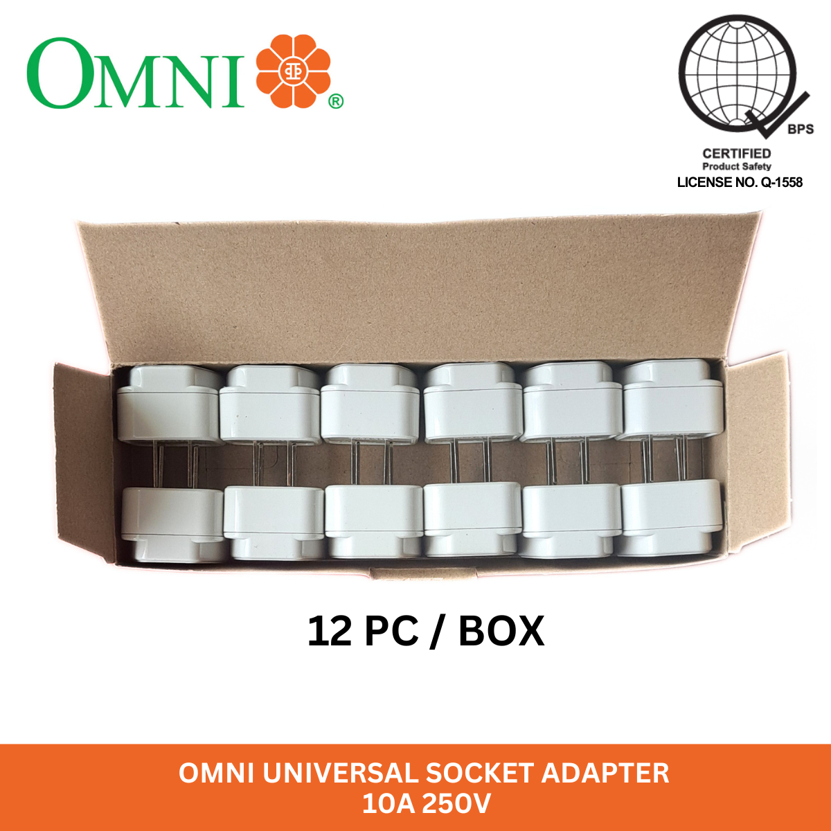 OMNI Universal Socket Adapter 10A 250V WUA-002 1 Box (12 pcs) | Shopee ...
