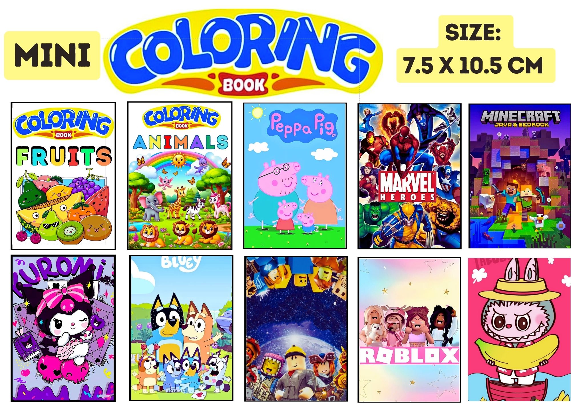 MINI COLORING BOOK (7.5 X 10.5 CM) W/ TRANSPARENT PLASTIC PACKAGING ...