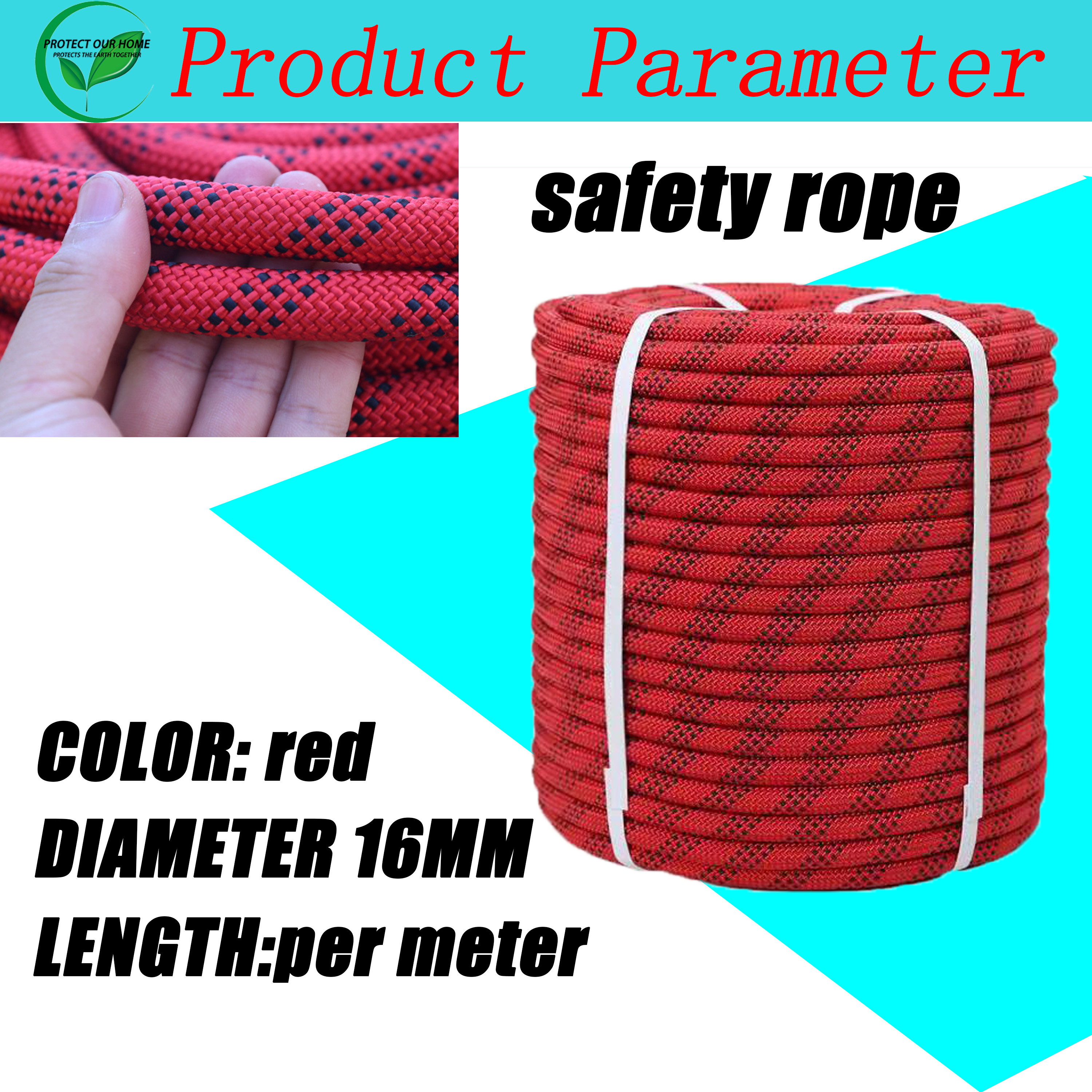Diameter 16mm,Length 100m-300m safety rope, climbing rope, rescue rope ...