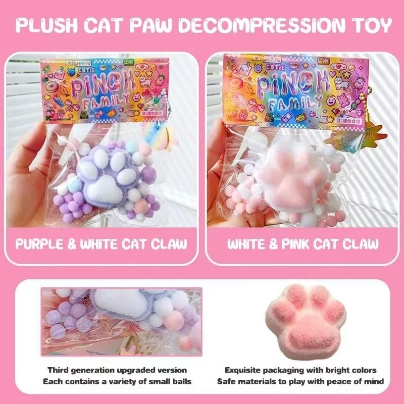 YouAimi Cat Claw Cartoon Pearl Squeeze Pinching Transparent Toy Cute ...