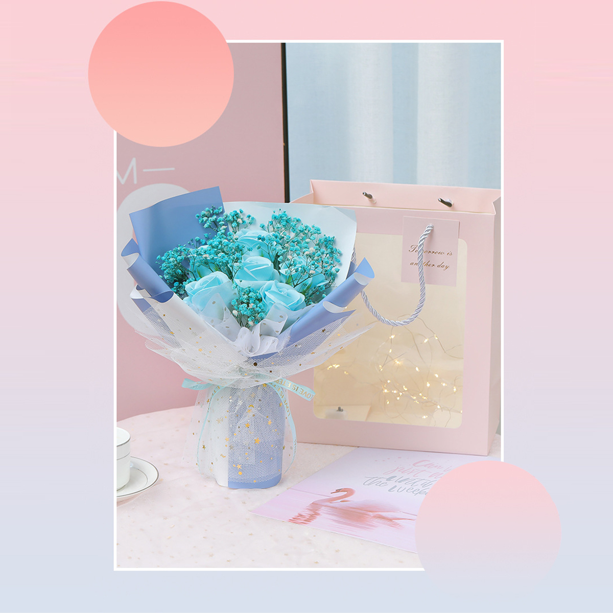 Baby's breath soap flower rose bouquet souvenir birthday Valentine's ...