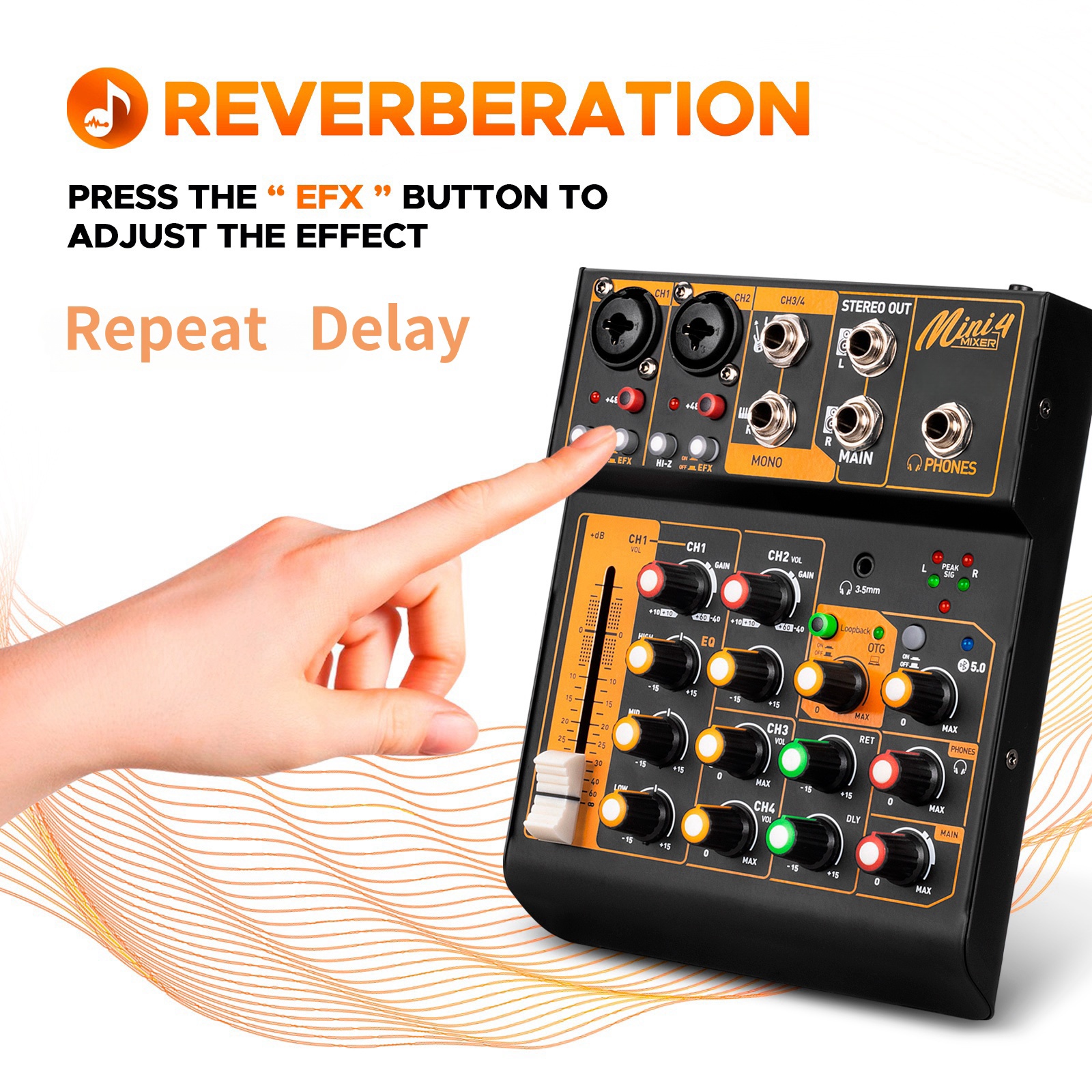 MINI Mixer 4 Channel for Live Streaming Audio Mixer with Equalizer ...
