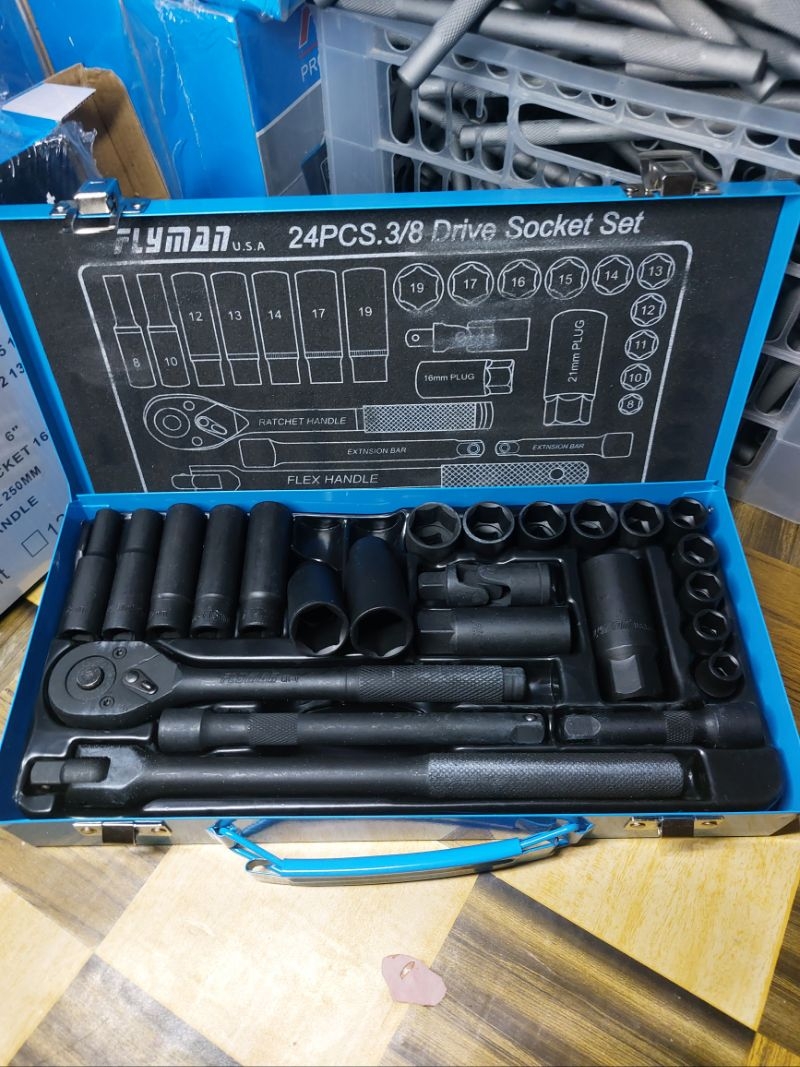FLYMAN SOCKET SET 24PCS 3/8"DRIVE 6POINTS | Shopee Philippines
