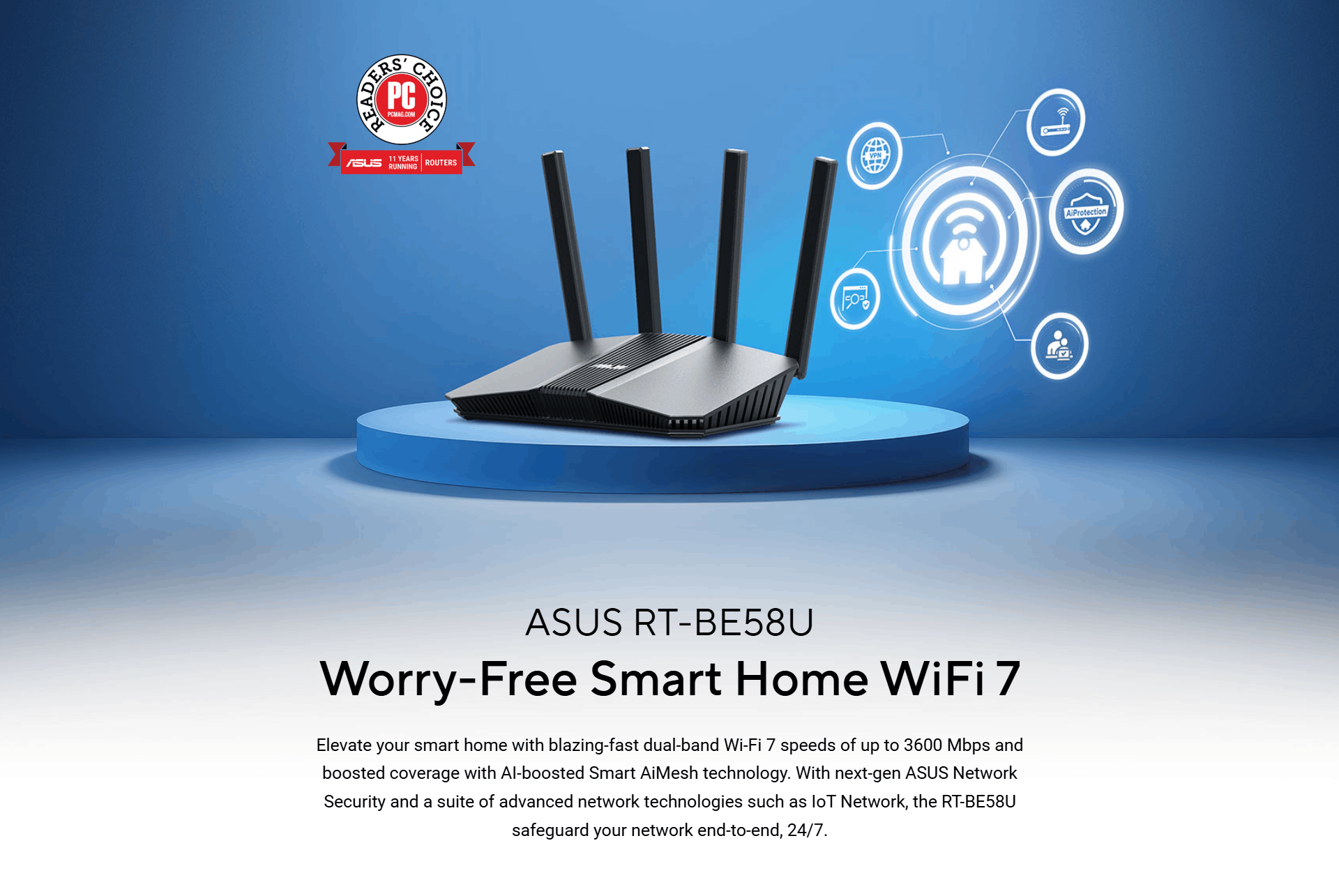 Asus RT-BE58U Dual-Band Wi-Fi 7 Smart Home Router with AI-boosted Smart ...