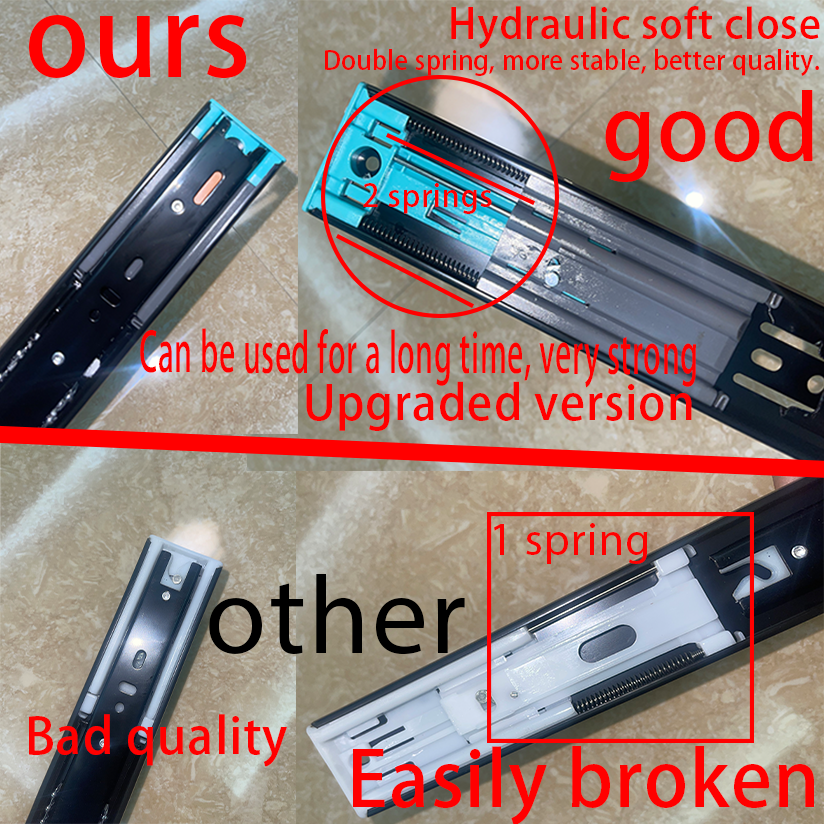 Soft Close Drawer Guide Heavy Duty Hydraulic soft closing Drawer Slide ...