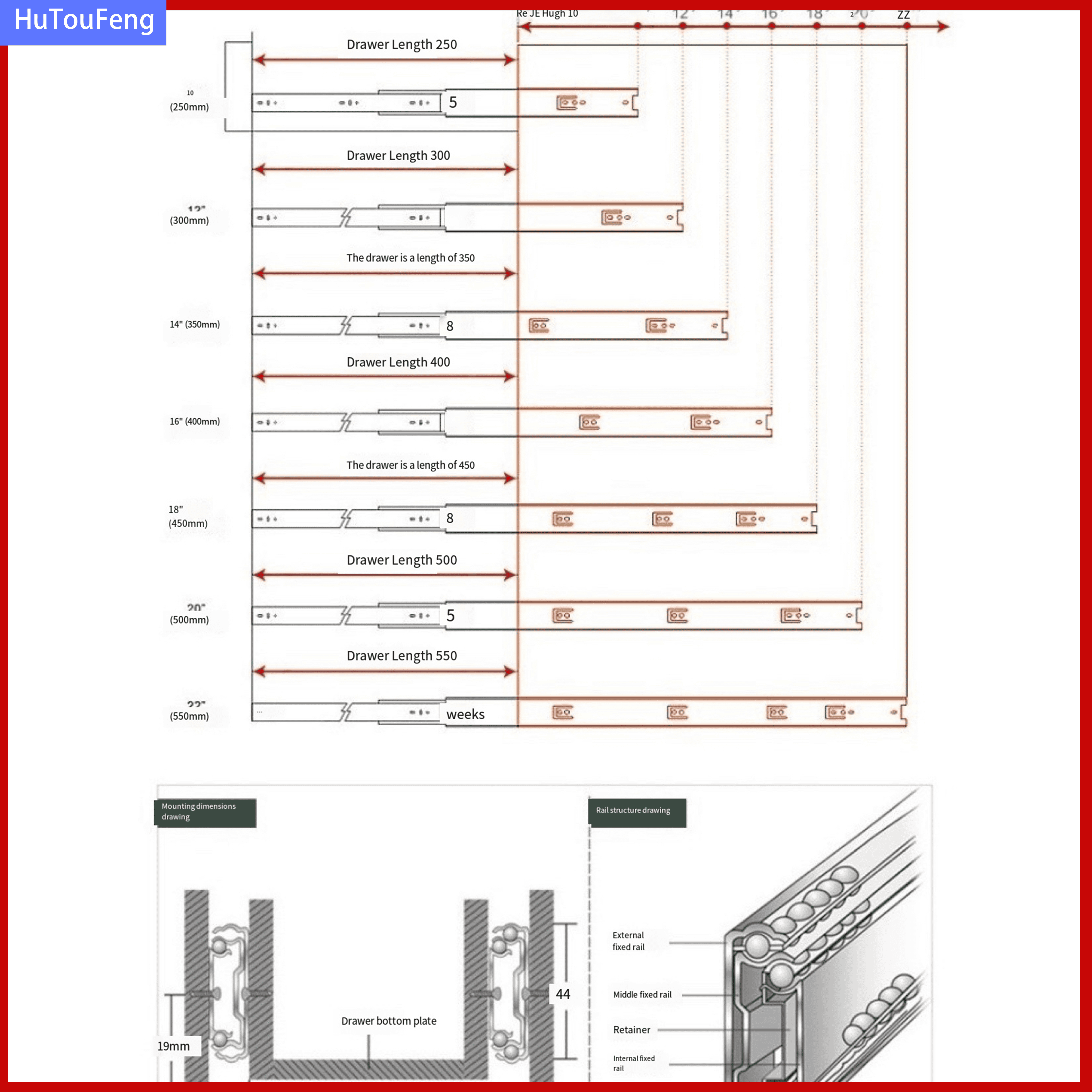 Soft Close Drawer Guide Heavy Duty Hydraulic soft closing Drawer Slide ...