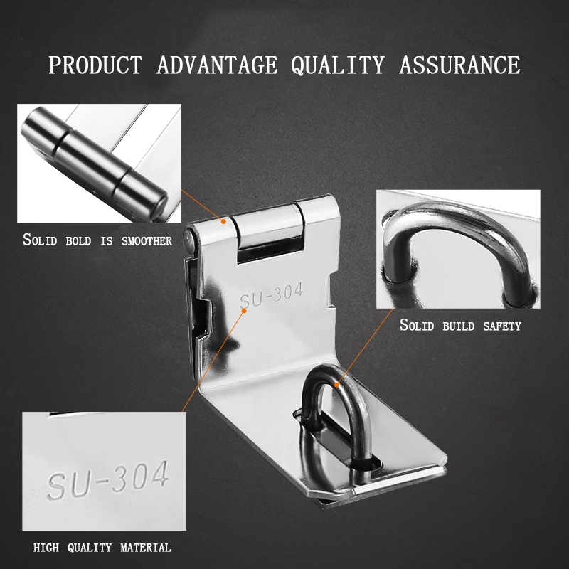 HH Stainless Steel Hasp 4Inch Staple Gate Door Shed Latch Lock Safety ...